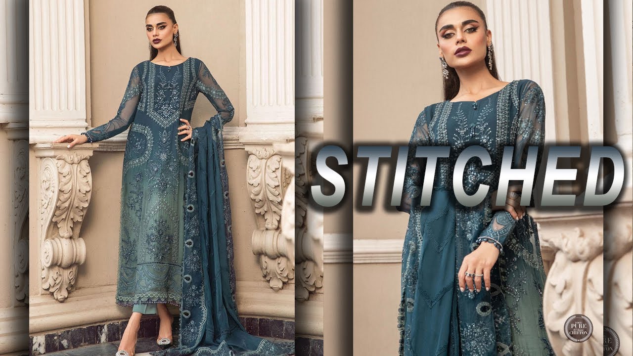 Maria B Embroidered Chiffon Collection 2023 | Code D2 - YouTube