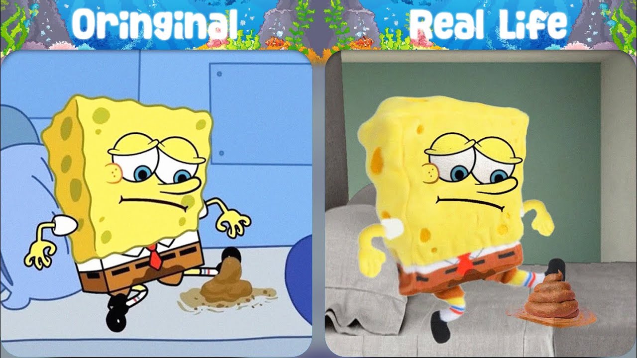 SpongeBob hiding somthing 😂 | SpongeBob Original vs Real life ...