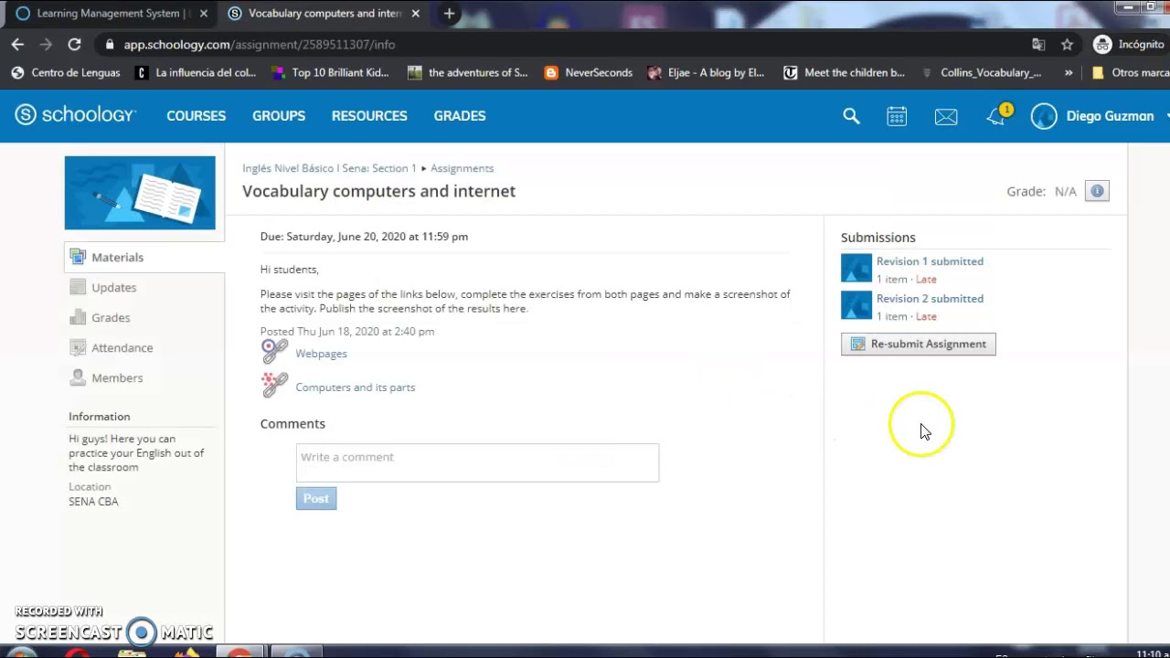Send an assignment via Schoology - YouTube