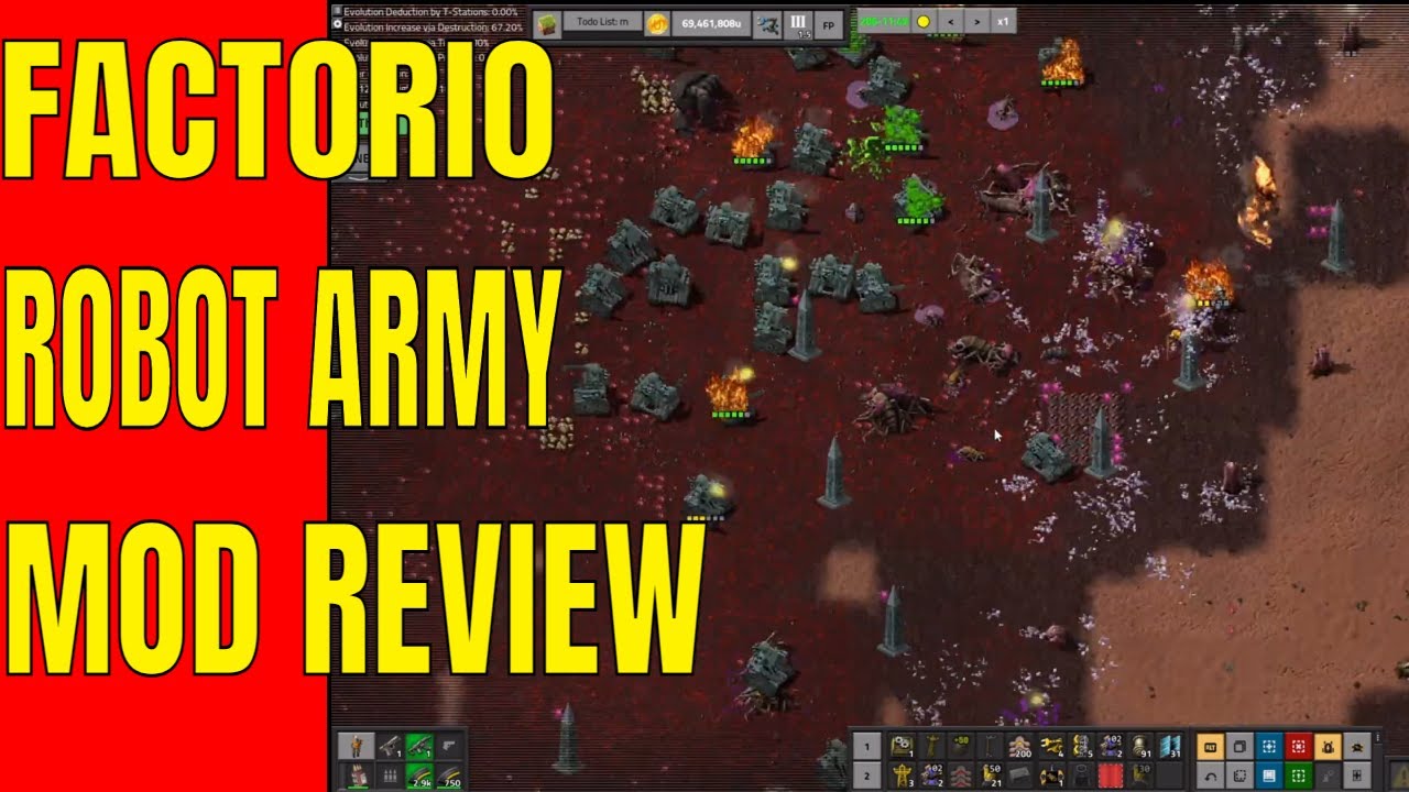 EPIC BITER ANNIHILATION | Robot army Factorio mod review - YouTube