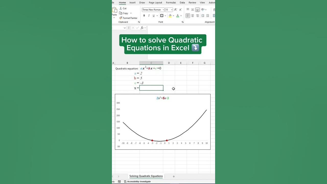 Solve Quadratic Equations in Excel – EASY Step-by-Step Tutorial‼️ - YouTube