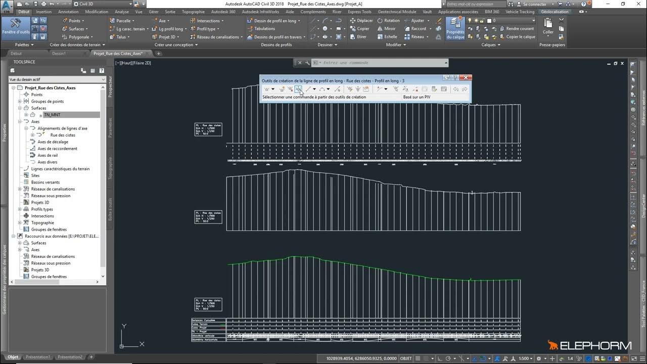 4-Le profil en long 09 Ligne De Profil En Long Barre Outil Creation De La Ligne De Profil En ...