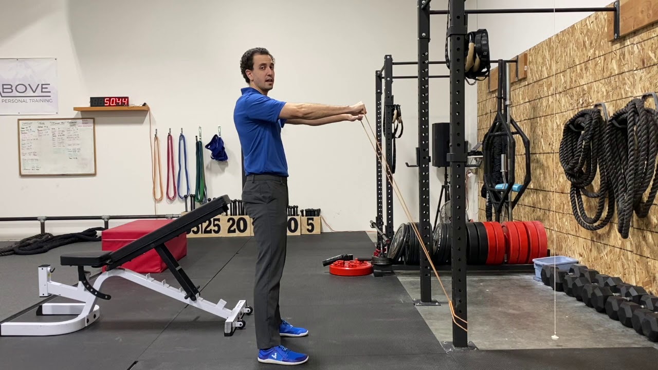 Banded front raise to overhead raise - YouTube