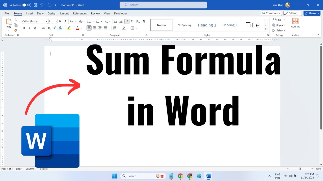 Ms word shortcut key for sum formula | sum formula in word | sum ...