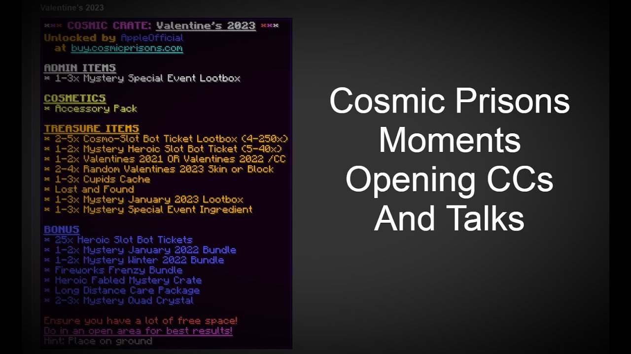 Cosmic Prisons Moments Opening ccs and talks to start again - YouTube