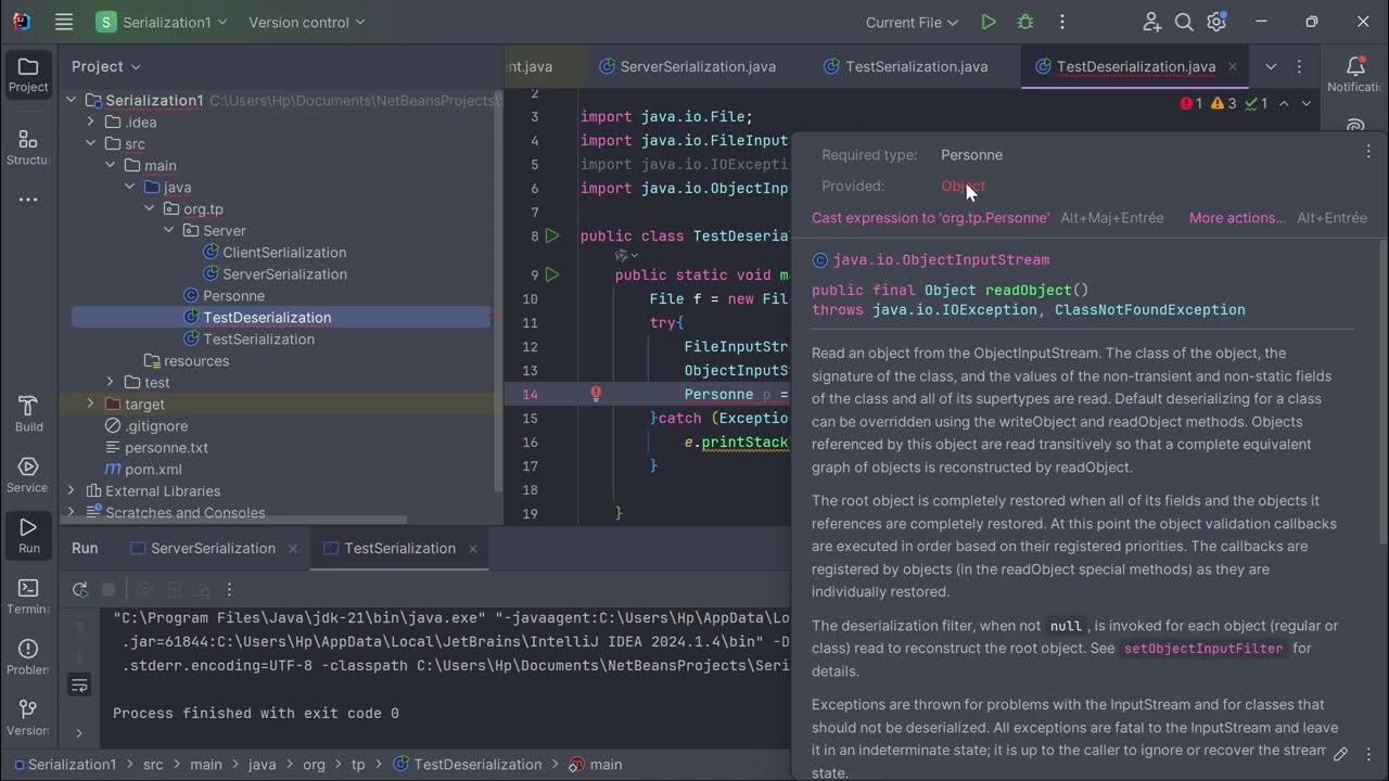 Java serialization+socket - YouTube