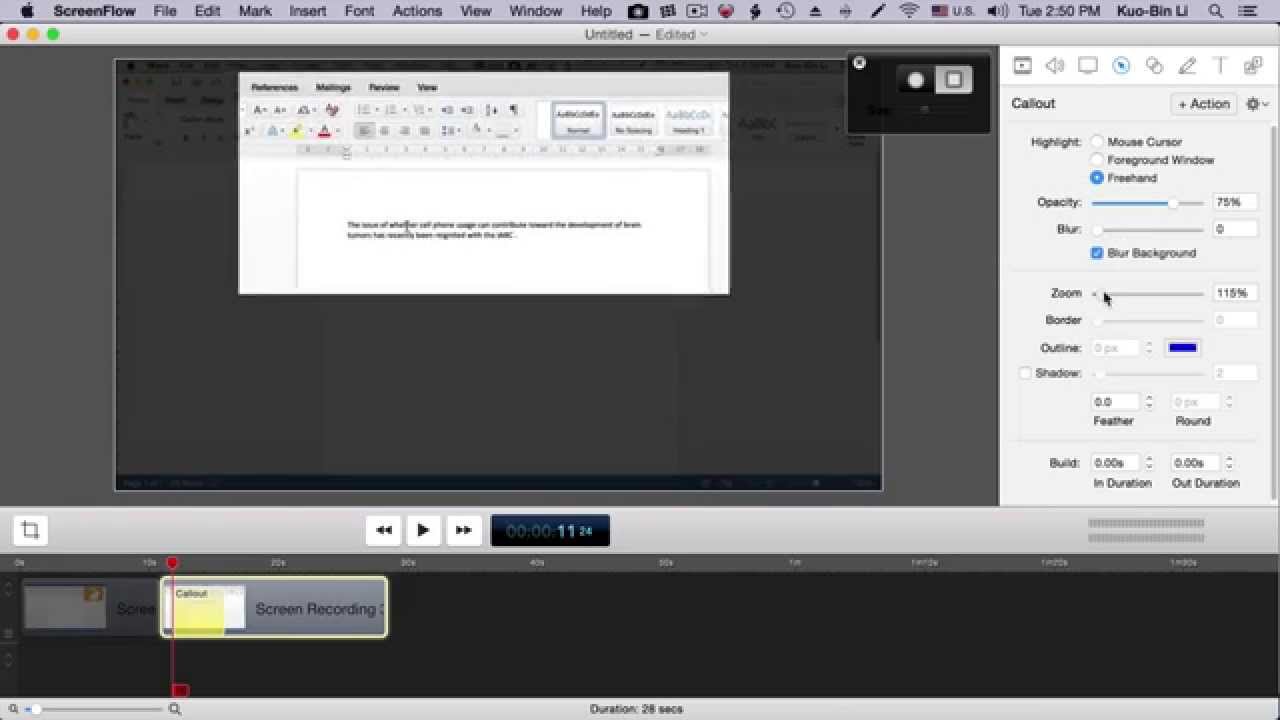 How to add a callout in ScreenFlow 5 - YouTube