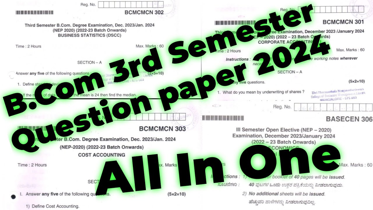 B.Com 3rd Semester Question paper 2024|| Business Statistics # ...