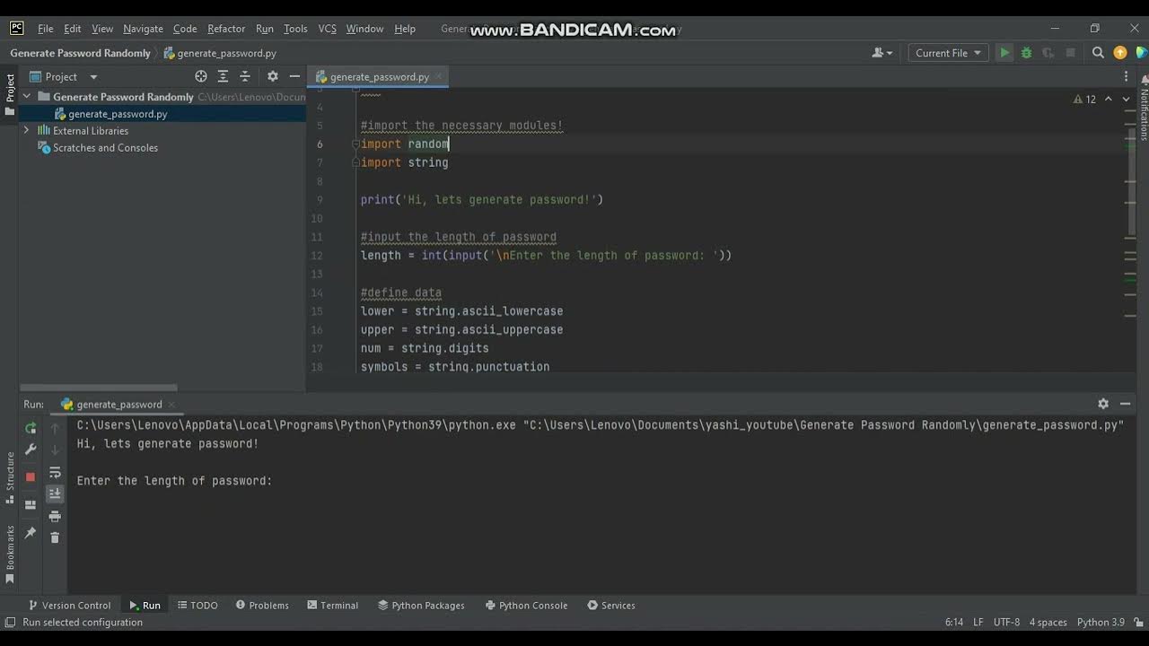 Generate Password Using Python Random Module Python Project Youtube 1517
