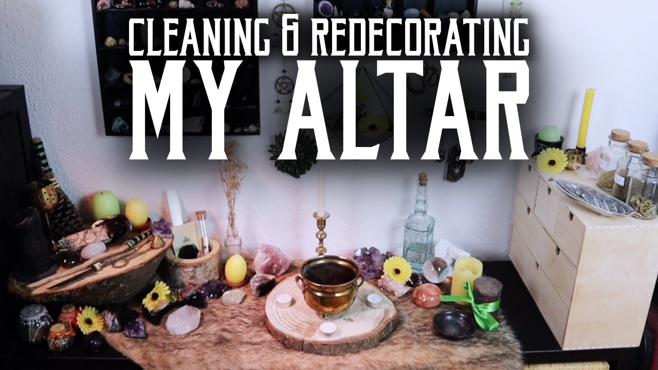 CLEANING & REDECORATING MY WITCH ALTAR || The long overdue altar ...