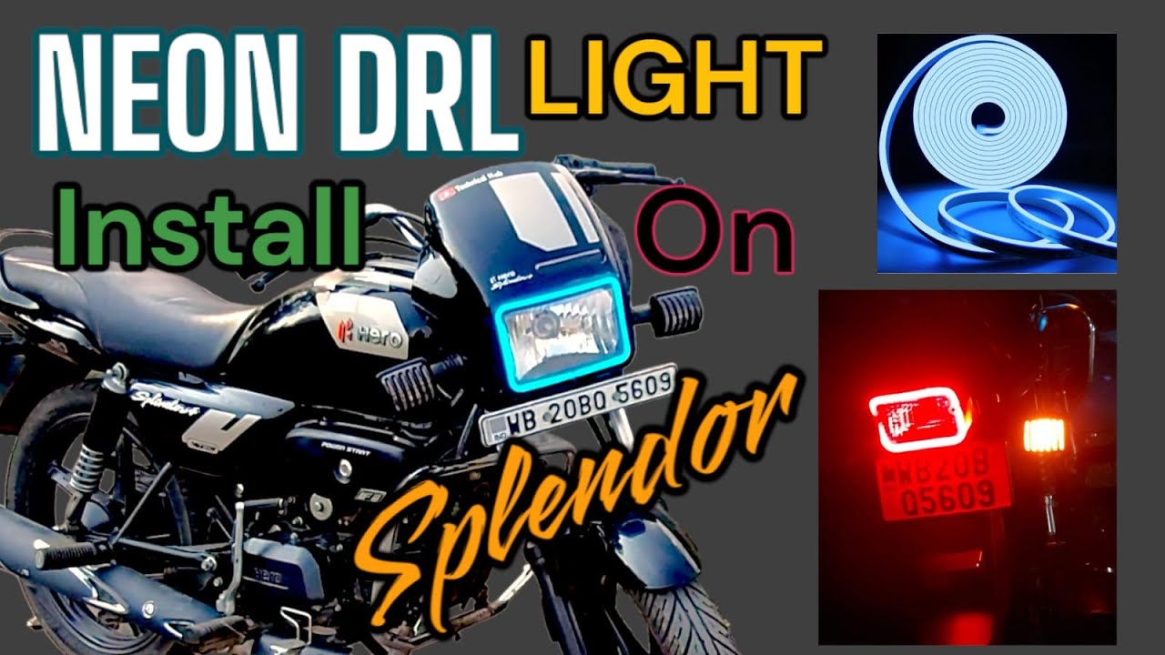 LED DRL Neon Light On Hero Splendor 😱 || Splendor 2023 New Modified 💯⚡ ...