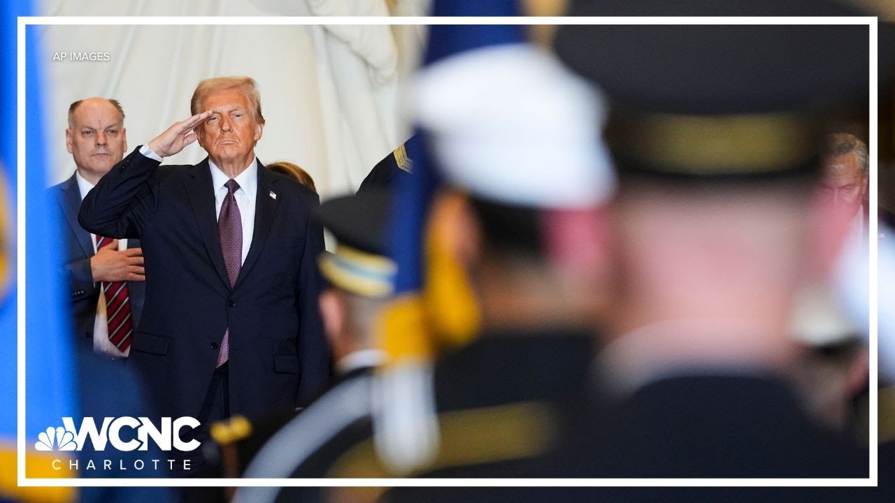 Trump reviews military troops on Inauguration Day - YouTube