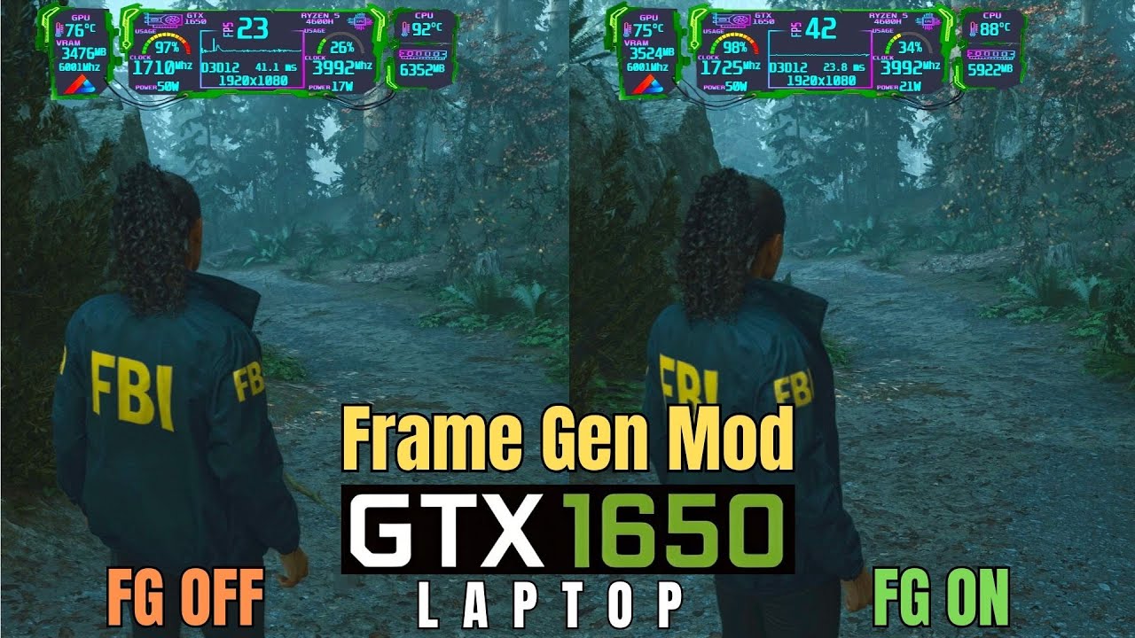 Alan Wake 2 GTX 1650 Laptop LukeFZ Frame Generation Mod - YouTube