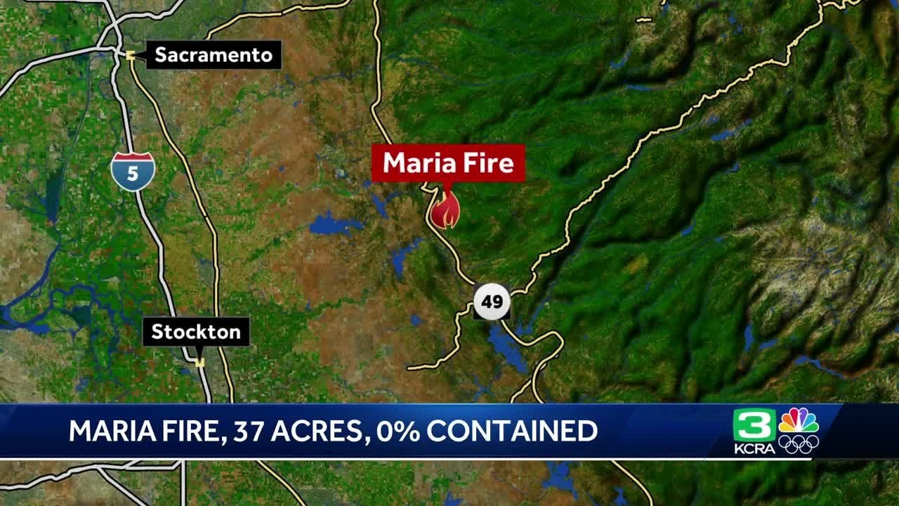 Maria Fire burns near Mokelumne Hill in Calaveras County - YouTube
