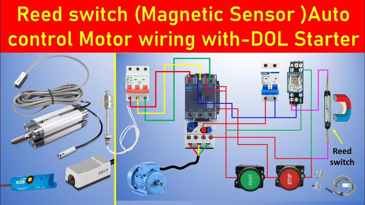 Reed Switch (Magnetic Sensor) Wiring with DOL Starter Diagram Explained ...