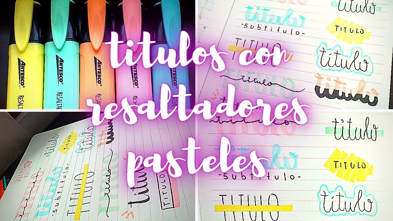 10 TÍTULOS CON RESALTADORES PASTELES | Jazmin Art - YouTube