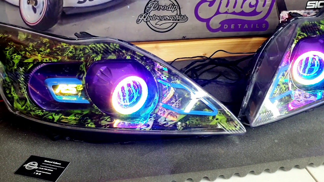 Ford focus RS Monster energy custom headlights - YouTube