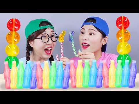 Hidangan Penutup Pelangi Permen Jeli Mukbang DONA