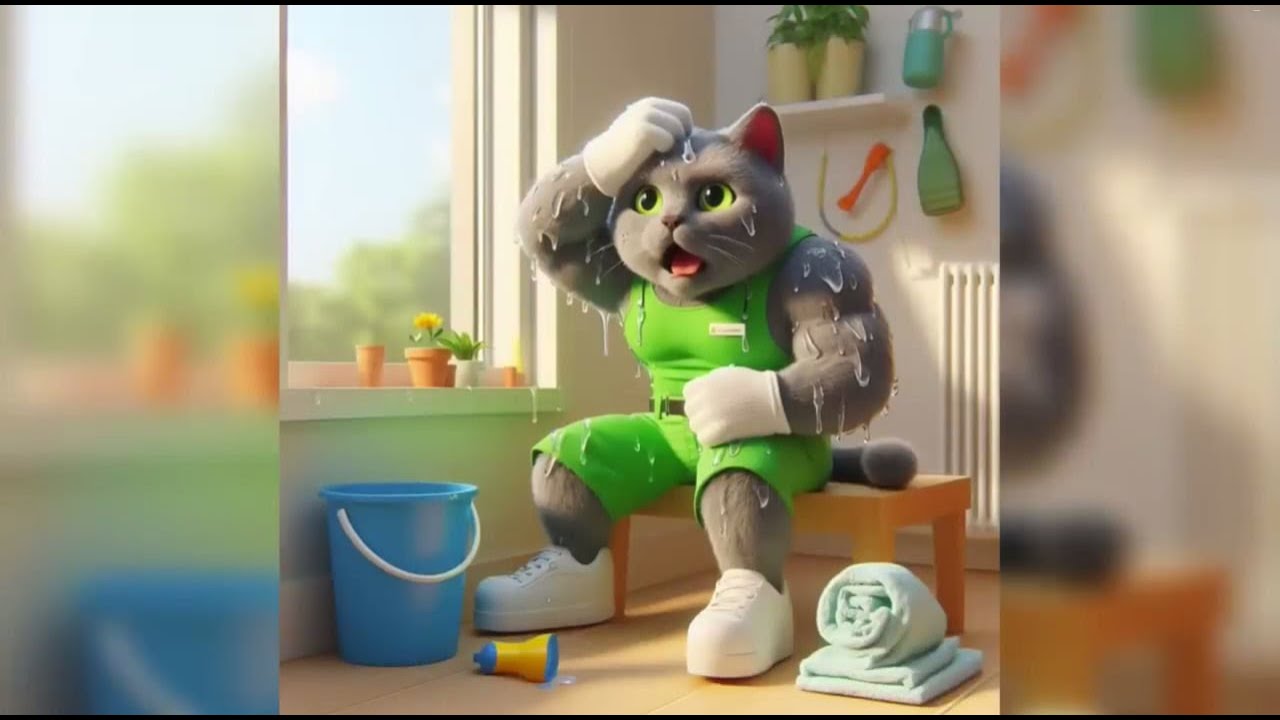 A hard day for a janitor cat.🙀 - YouTube