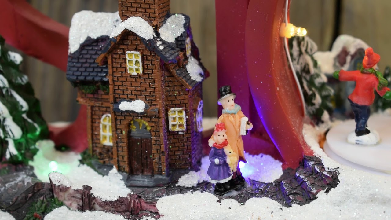 Animated Musical Christmas Village 'SNOW' Scene - YouTube