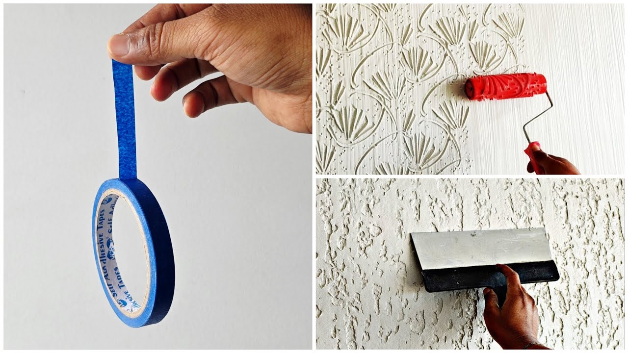 How to create a textured design using masking tape: "three designs ...