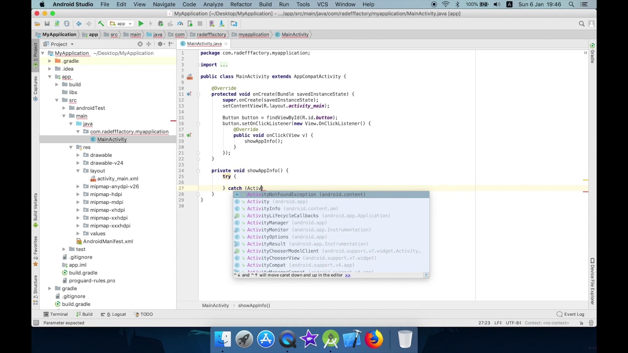 Show App Info (Settings) in Android Studio - YouTube