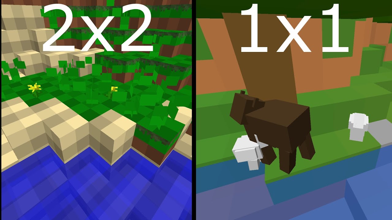 minecraft textures 2x2 vs 1x1 - YouTube