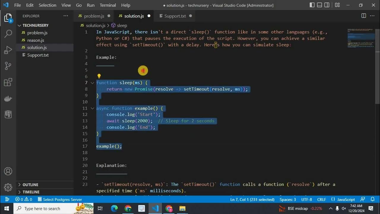 JavaScript Sleep Function: Simulate Delay with setTimeout and Promises - YouTube