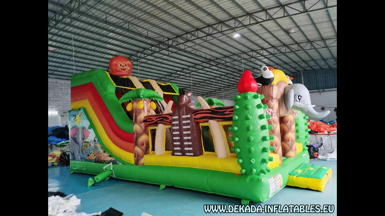 Large Safari Park Inflatable Bouncy Castle - Dekada Inflatables Europe ...