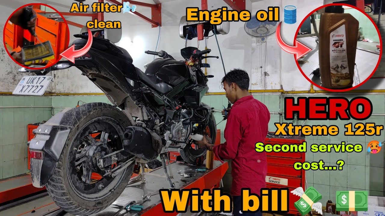 Hero Xtreme125r 2nd service 🥵 cost....? || With bill💸💵 - YouTube