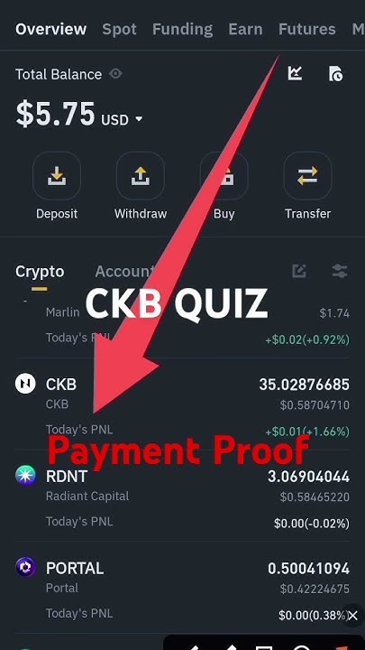 Binance Learn and Earn CKB Quiz Answers ||Payment Proof|| Binance Academy - YouTube