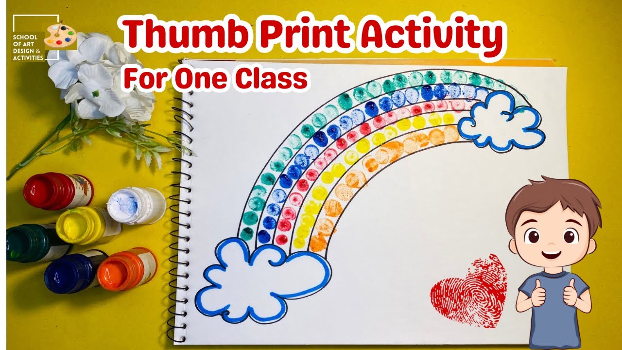 Thumb Print Rainbow Activity For One Class | Easy & Fun Quick Art ...