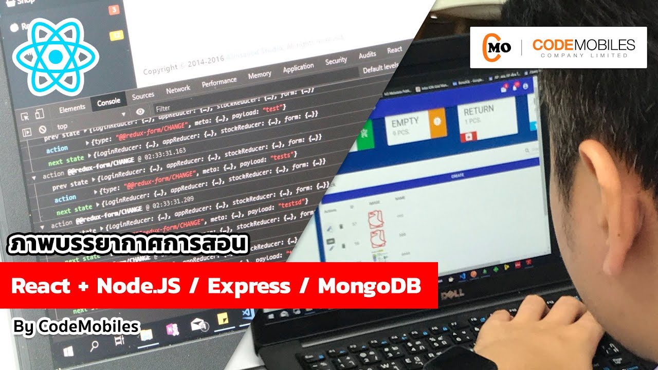 บรรยากาศการสอน React Nodejs Express Mongodb Codemobiles Youtube