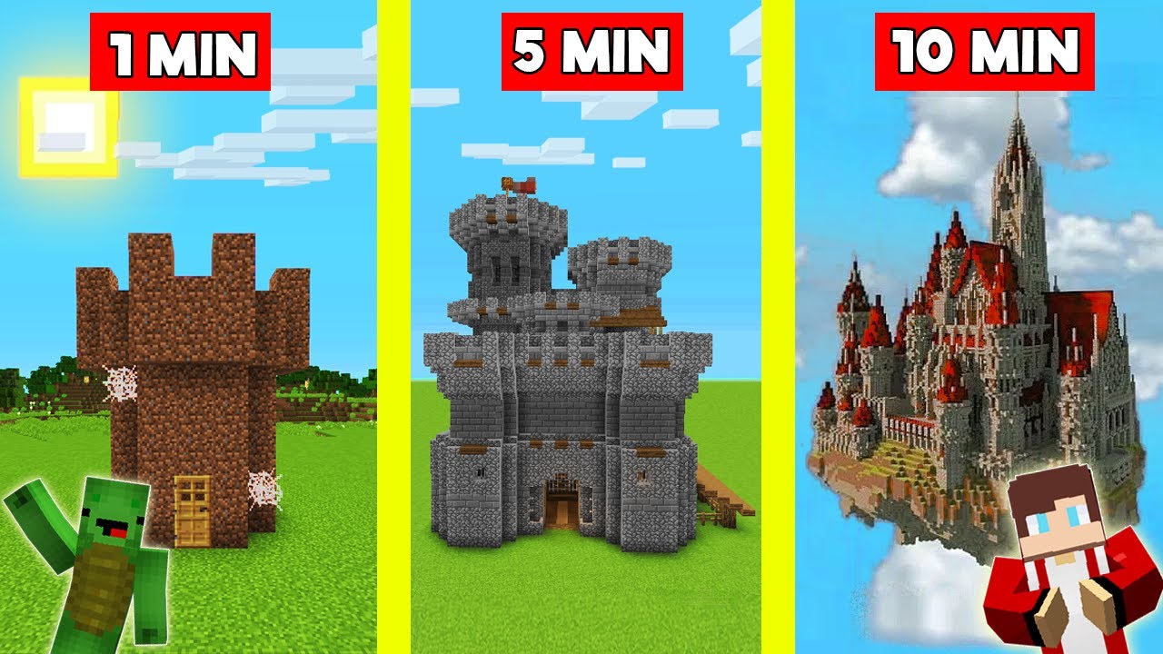 CASTLE BUILD BATTLE CHALLENGE - NOOB VS PRO - Minecraft Maizen Mizen Mazien Parody - YouTube