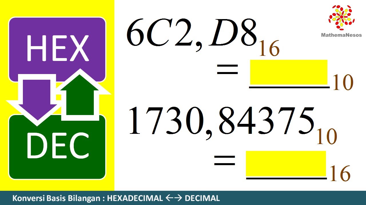 Konversi basis bilangan hexadesimal ke desimal ke hexadesimal - YouTube