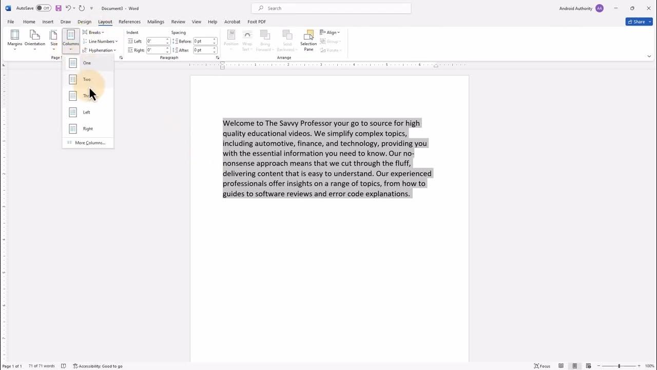 How to Create and Format Columns in Word - YouTube
