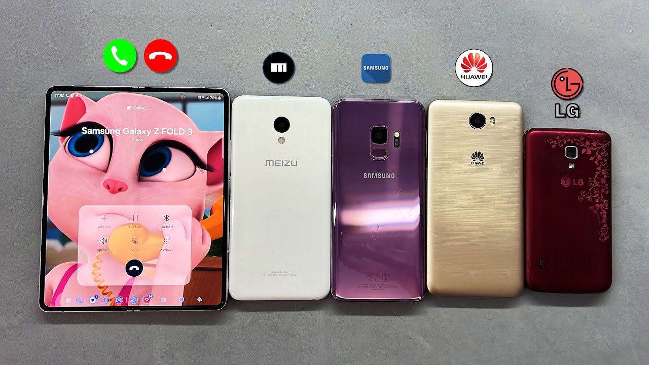 Samsung Galaxy Z Fold 3 calling on Samsung S9 + Huawei Y5 2 + LG Wave Y ...