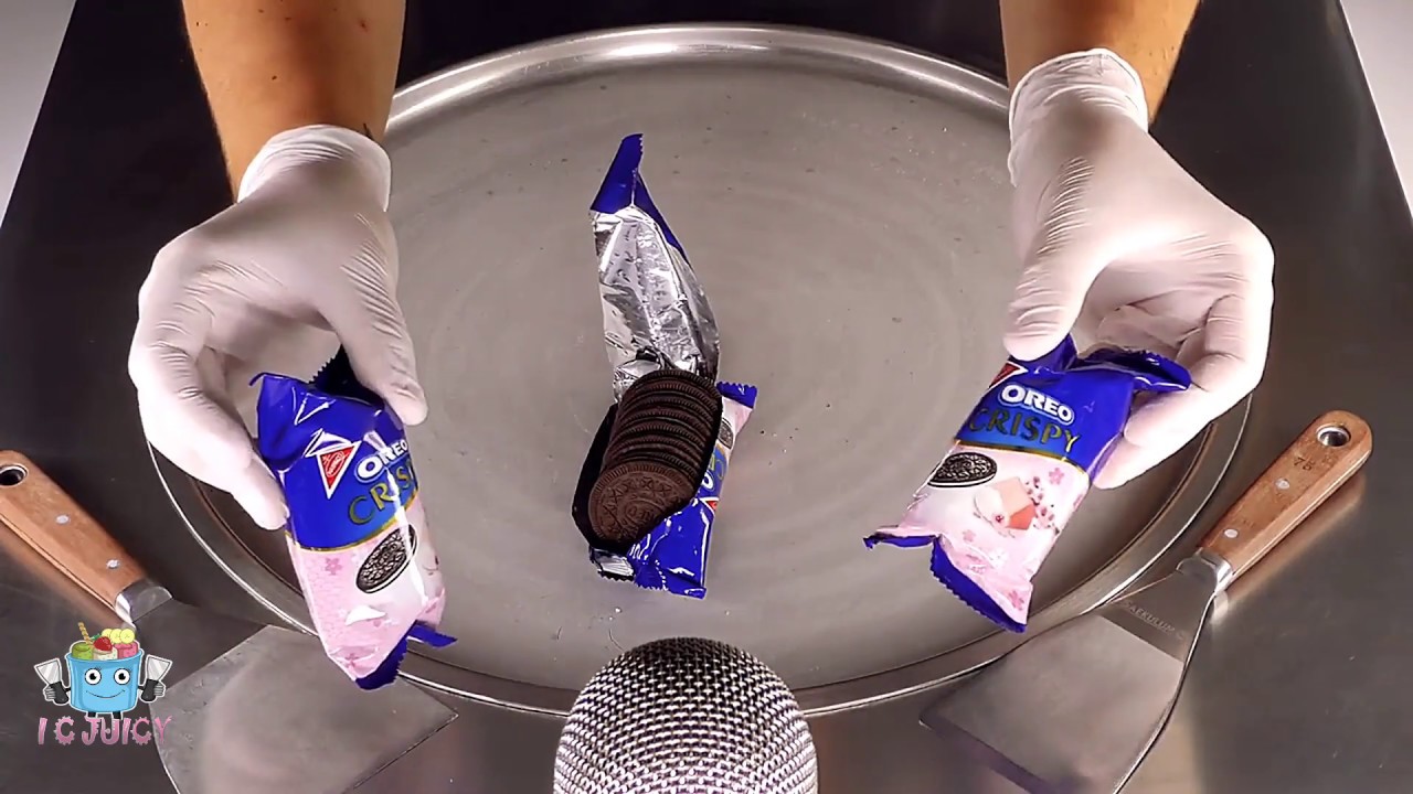 Thành Kem Cuộn Asmr Pink Crispy Sakura Oreo Ice Cream Rolls Oddly