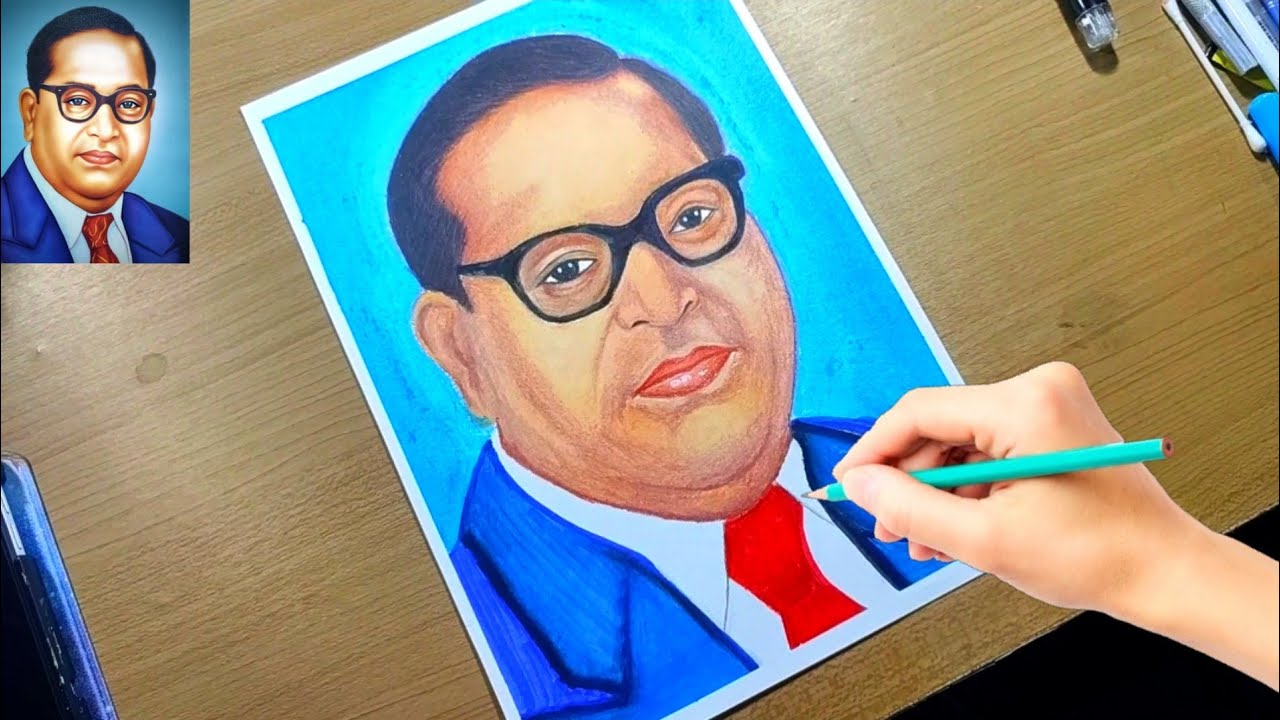 Drawing of Dr.br Ambedkar with oil pastel 🖍️|| Dr br Ambedkar|| Drawing ...