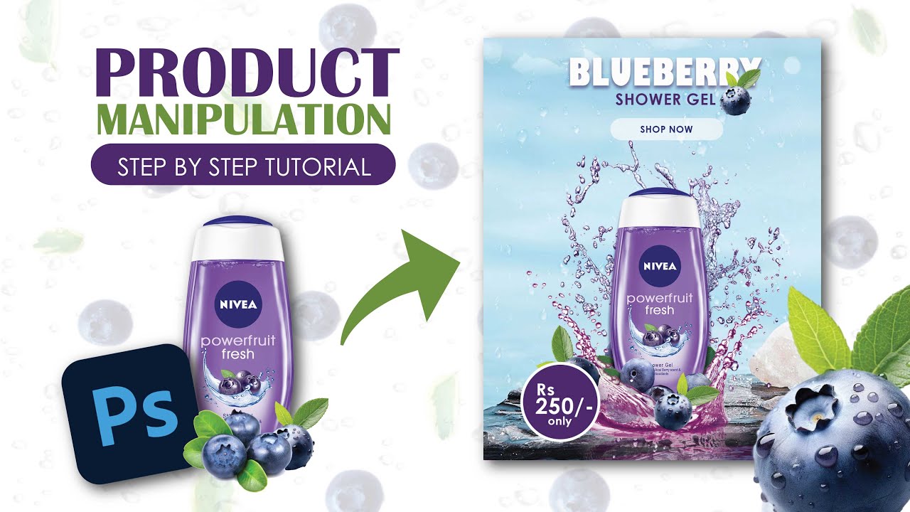 Product Poster Design Step-by-Step | Easy Product Manipulation Tutorial ...