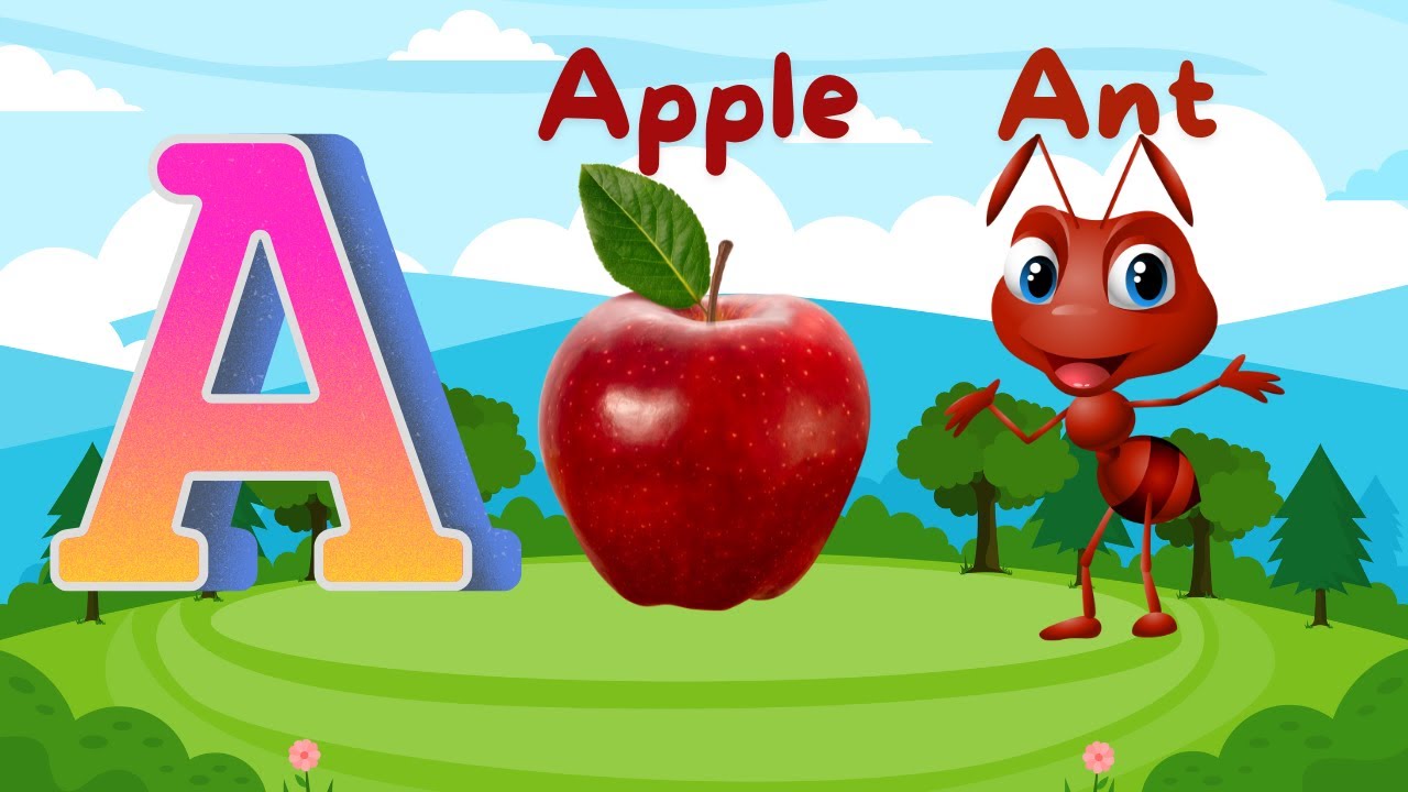 A for Apple a for ant | abcd song | Kids Alphabet A to Z | Fruit and ...