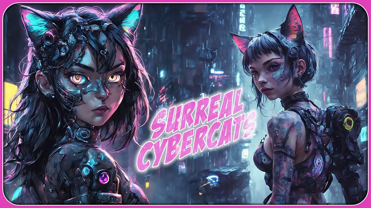 Surreal Cybercats: Cyberpunk Cat-Girls | AI art | Lookbook | 4k - YouTube