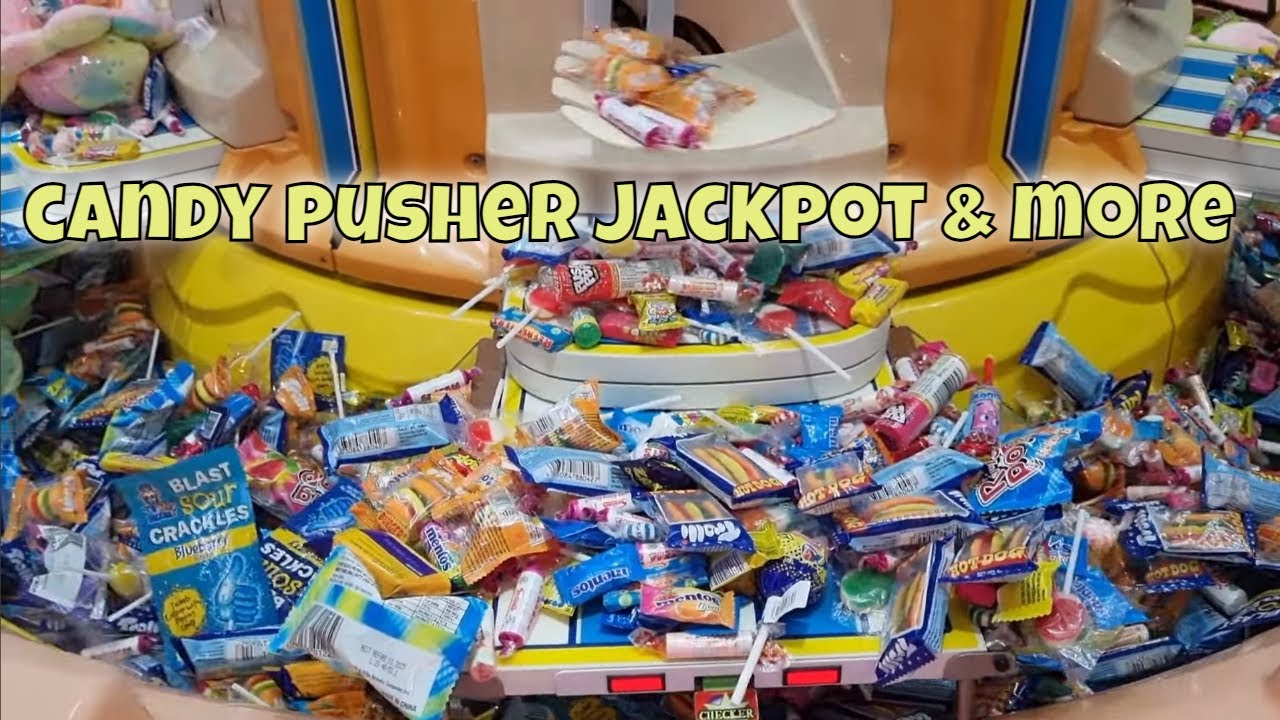 CANDY PUSHER JACKPOTS & ARCADE BARBERCUT & CLAW MACHINE WINS!!!! - YouTube