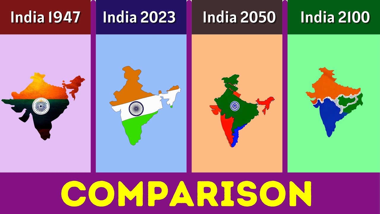 India 1947 vs India 2023 vs India 2050 vs India 2100 | Country ...