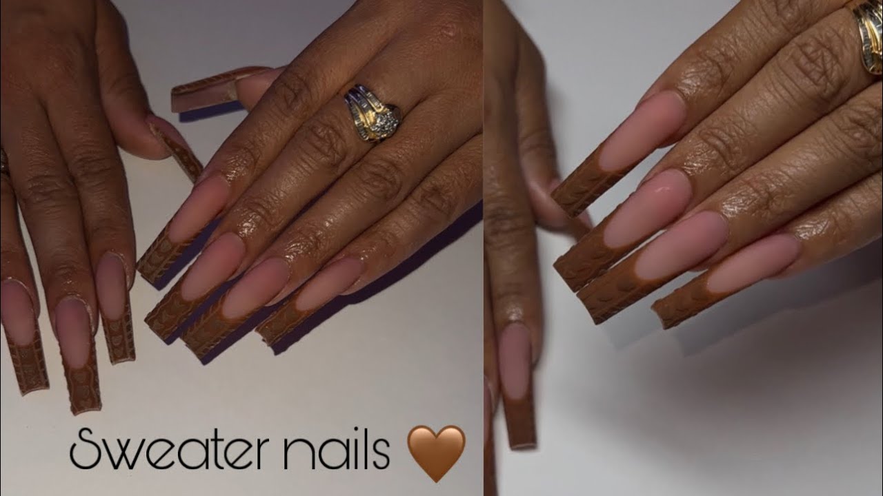 HOW TO DO SWEATER NAILS | FULL ACRYLIC NAIL TUTORIAL 🩷| HOW TO DO ...