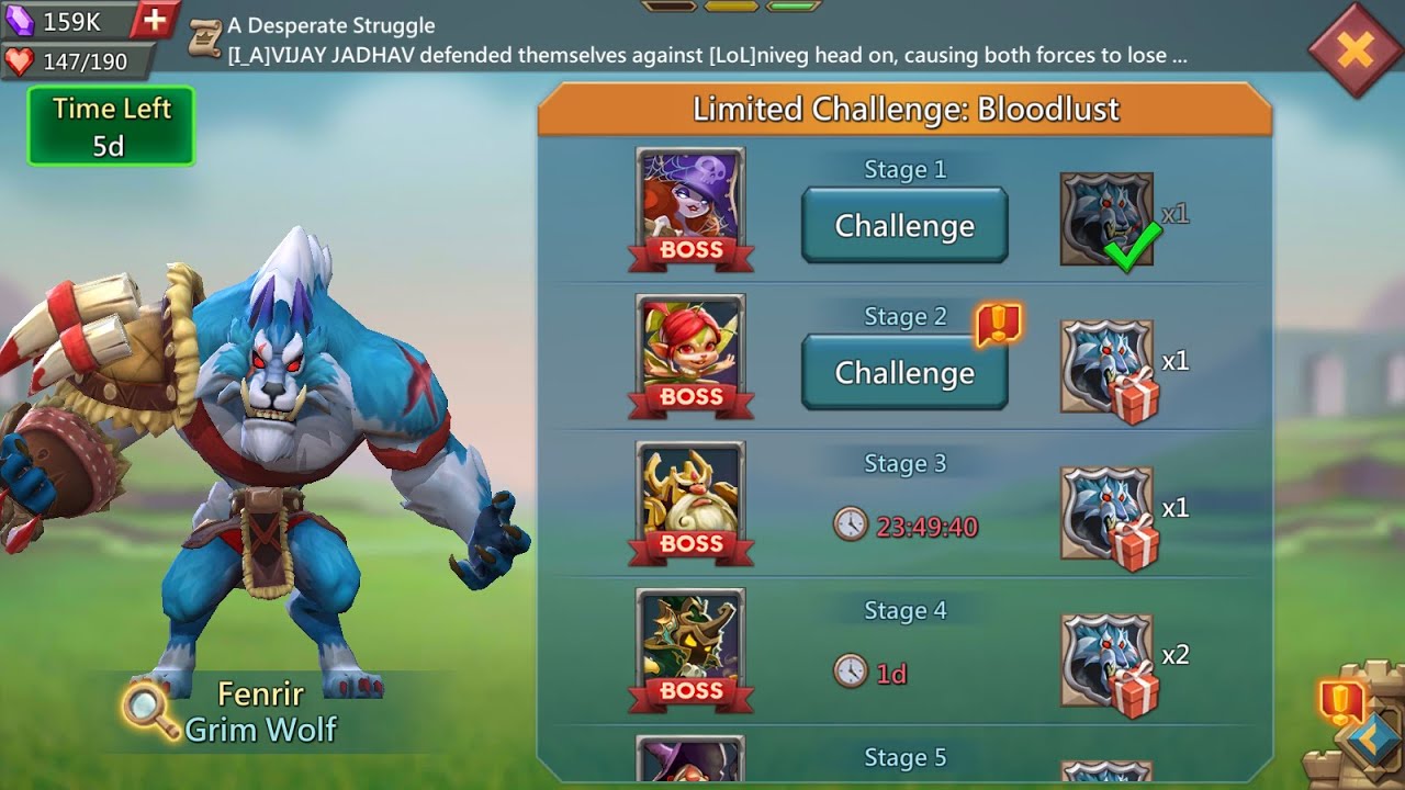 Lords mobile limited challenge bloodlust stage 2 | Grim Wolf stage 2 ...