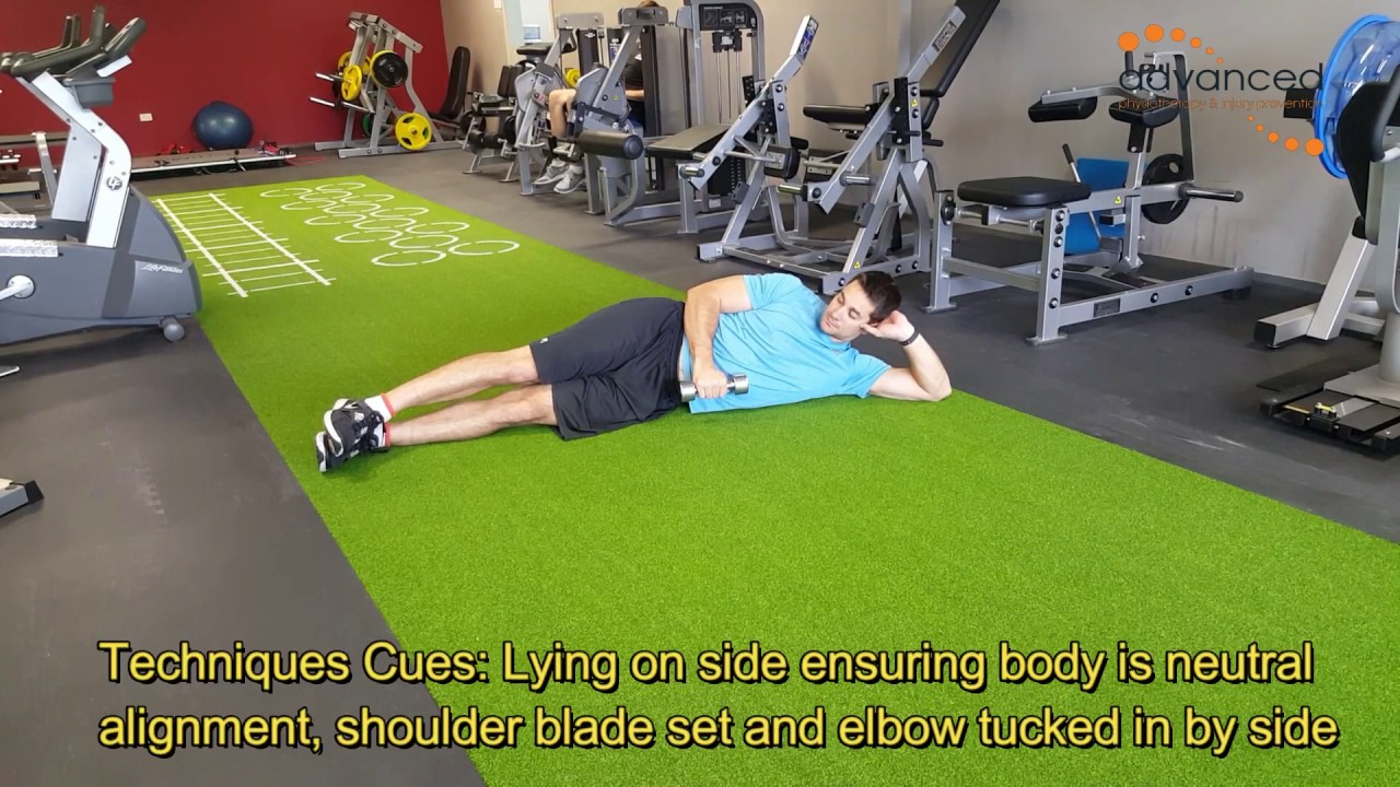 SHOULDER EXERCISES Side Lying Dumbbell External Rotation - YouTube