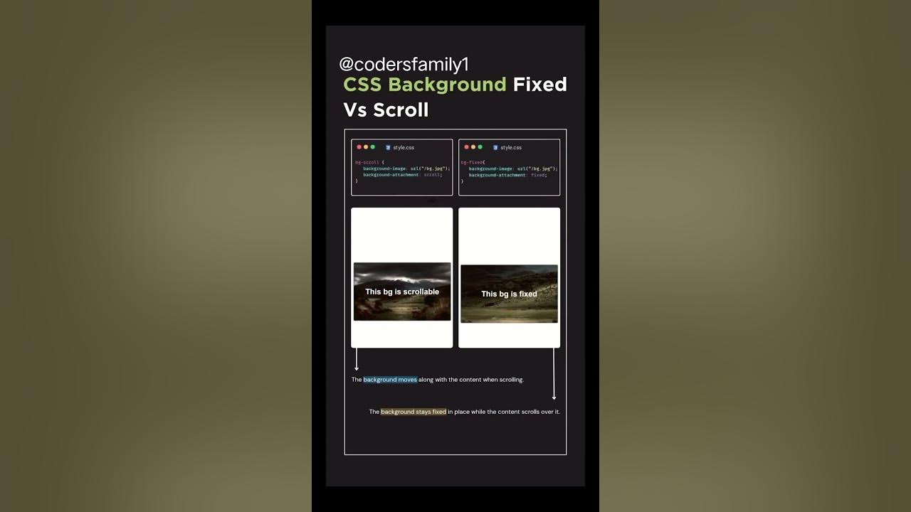 css background fixed vs scroll #software #engineering #css #cse #bg #fixed #vs #scroll - YouTube