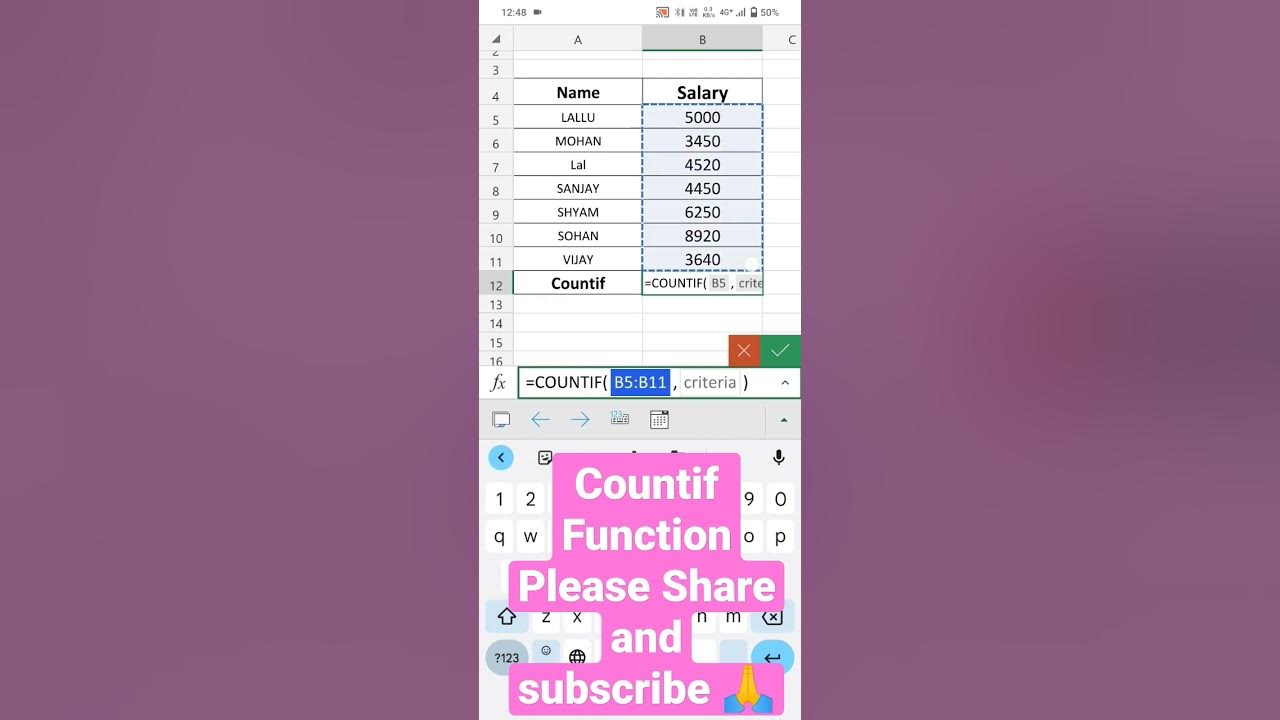 Countif Function Uses In Excel Hindi Tutorial Excel Excelhindi Exceltutorial Formulaexcel 7737