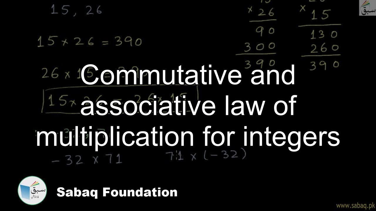 Commutative and associative law of multiplication for integers, Math ...